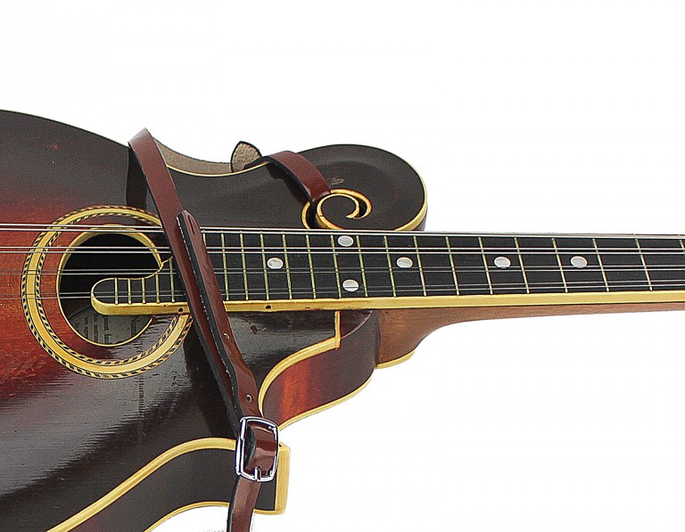 M-41 Chestnut Brown Leather Mandolin Strap For A or F Types & Ukes ...