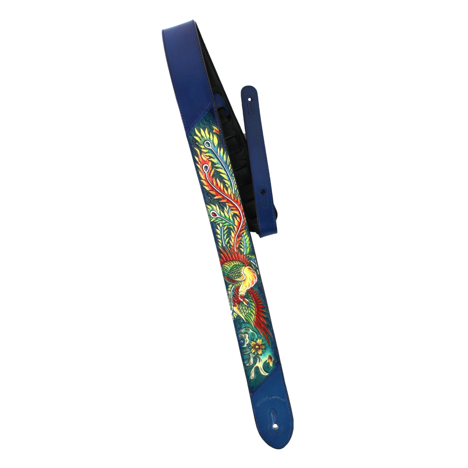 KB-32 Skinny Cobalt Blue Premium Grain Leather Strap w/Hand Tooled ...