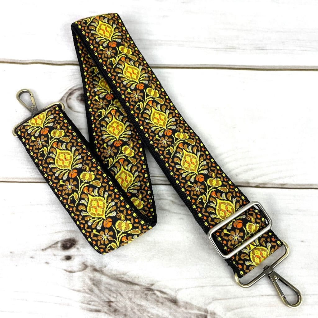 HBAN-03 Vintage Series Black & Gold Mandala Banjo Strap With Brushed ...