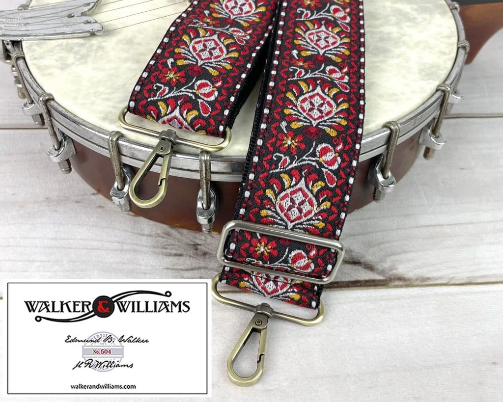 HBAN-22 Vintage Series Black, Red, And White Mandala Woven Banjo Strap ...