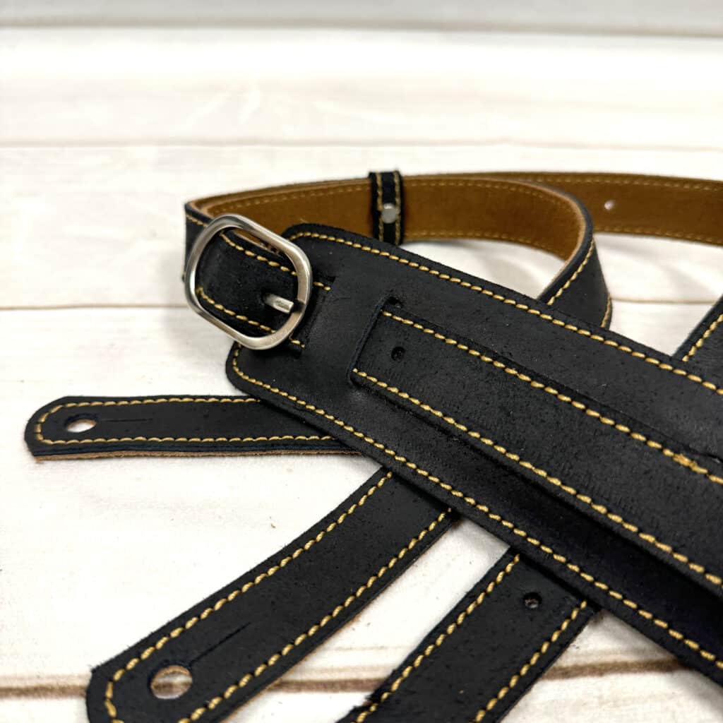 C-18-BLK-DLX New Charcoal Black Deluxe Vintage Style Guitar Strap With ...