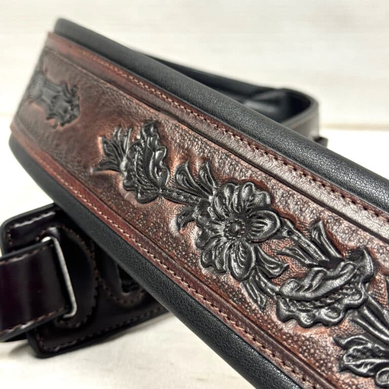 KB-02-BT Dark Oxblood Brown Carving Leather Padded Strap With Black ...