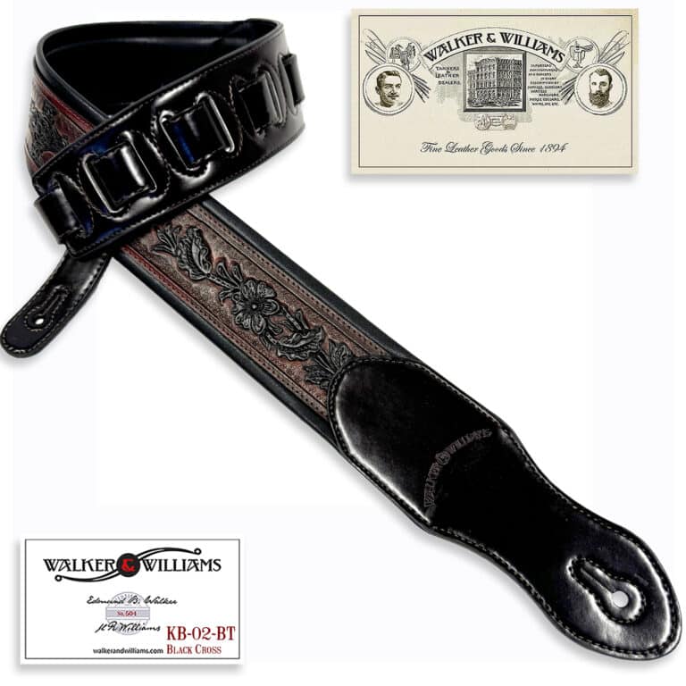 KB-02-BT Dark Oxblood Brown Carving Leather Padded Strap With Black ...