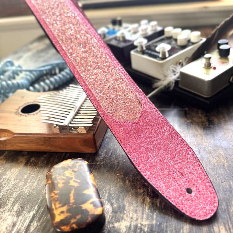 WW-GL-103 Blush Pink Sparkle Glitter Bomb Padded Guitar Strap With ...