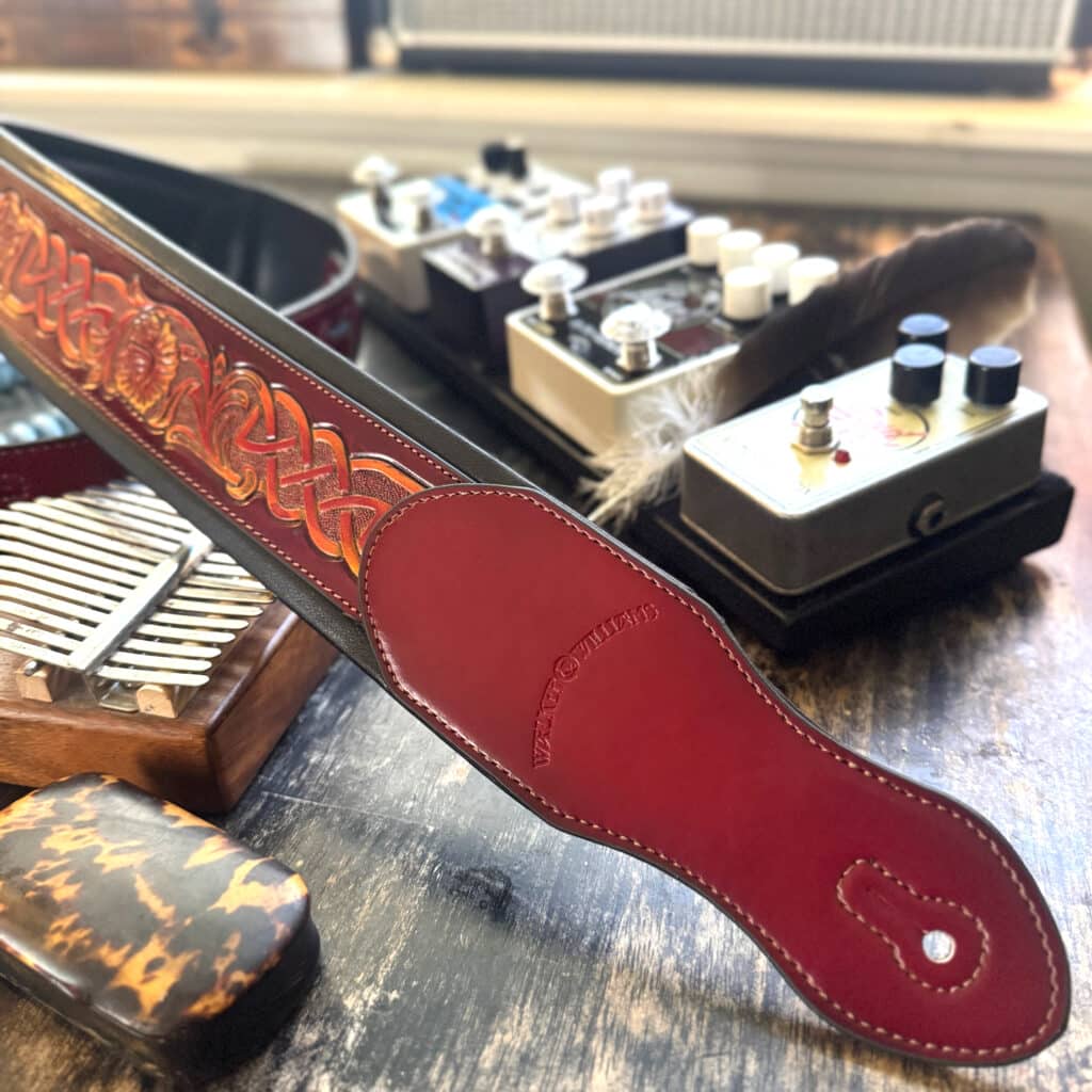 KB-09 Whiskey Red Strap With Sunburst Celtic Knot Full Grain Carving ...