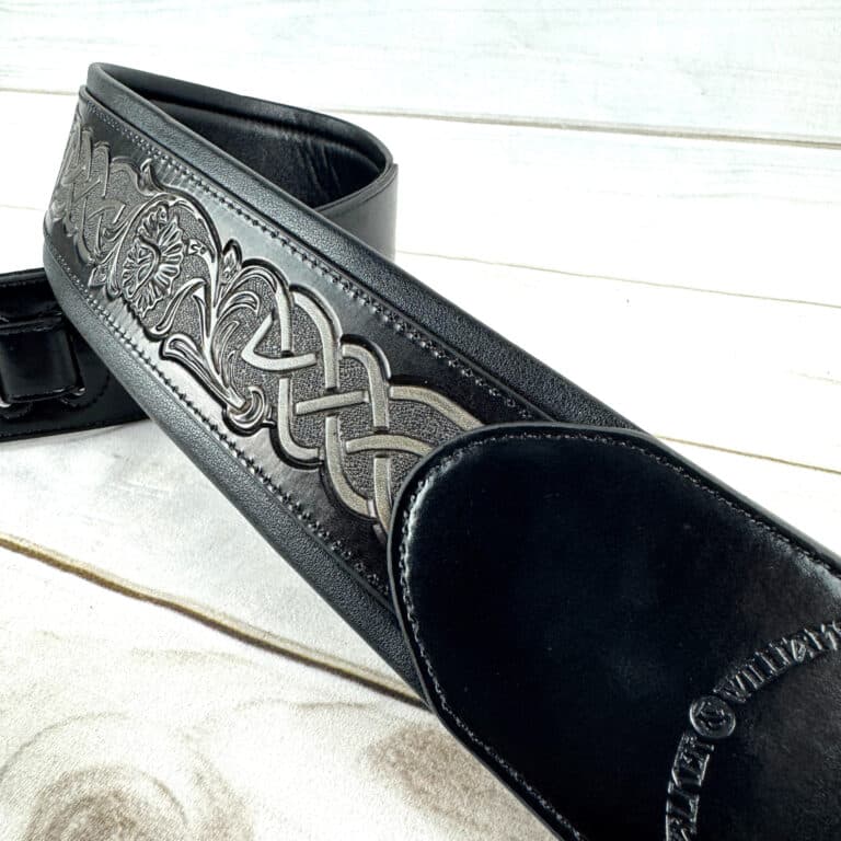 KB-15 Midnight Black Strap With Graphite Gray Celtic Knot Full Grain ...