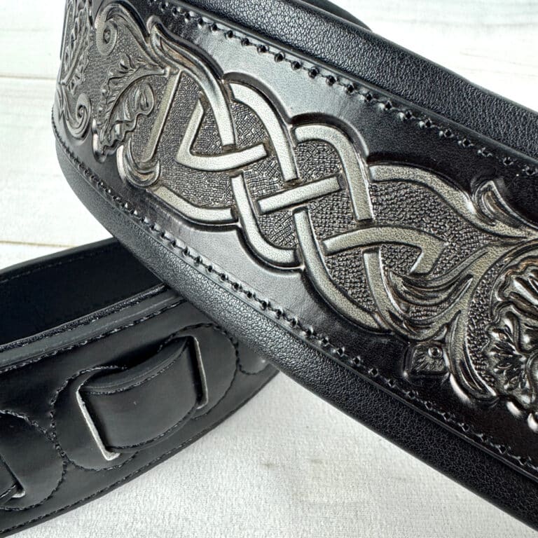KB-15 Midnight Black Strap With Graphite Gray Celtic Knot Full Grain ...