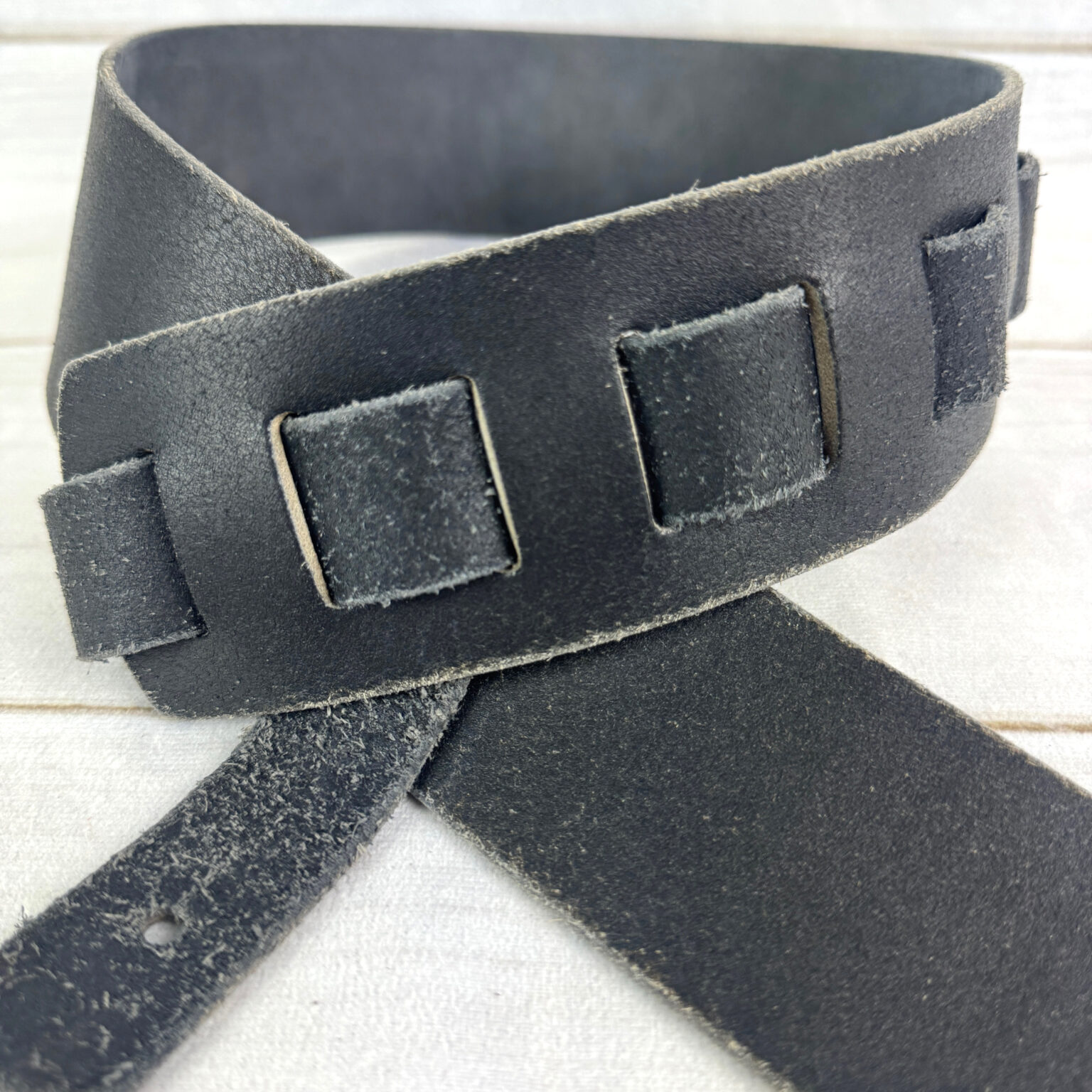 STR-05 Distressed "Weathered" Charcoal Black Top Grain Italian Leather ...