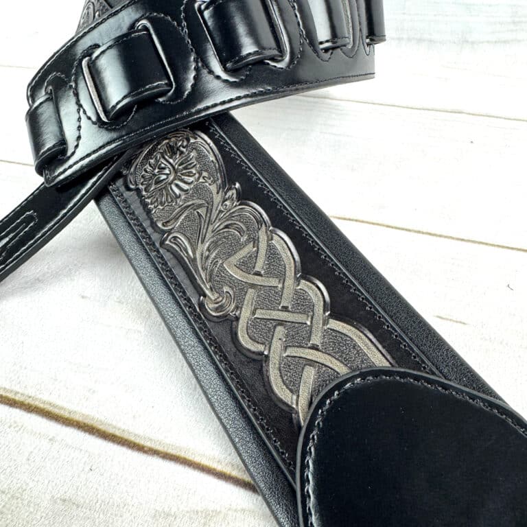 KB-15 Midnight Black Strap With Graphite Gray Celtic Knot Full Grain ...