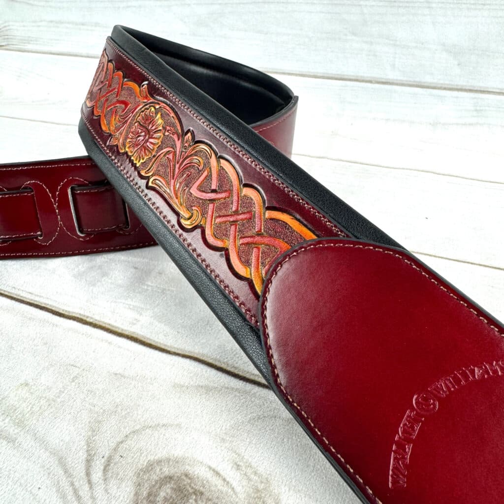KB-09 Whiskey Red Strap With Sunburst Celtic Knot Full Grain Carving ...