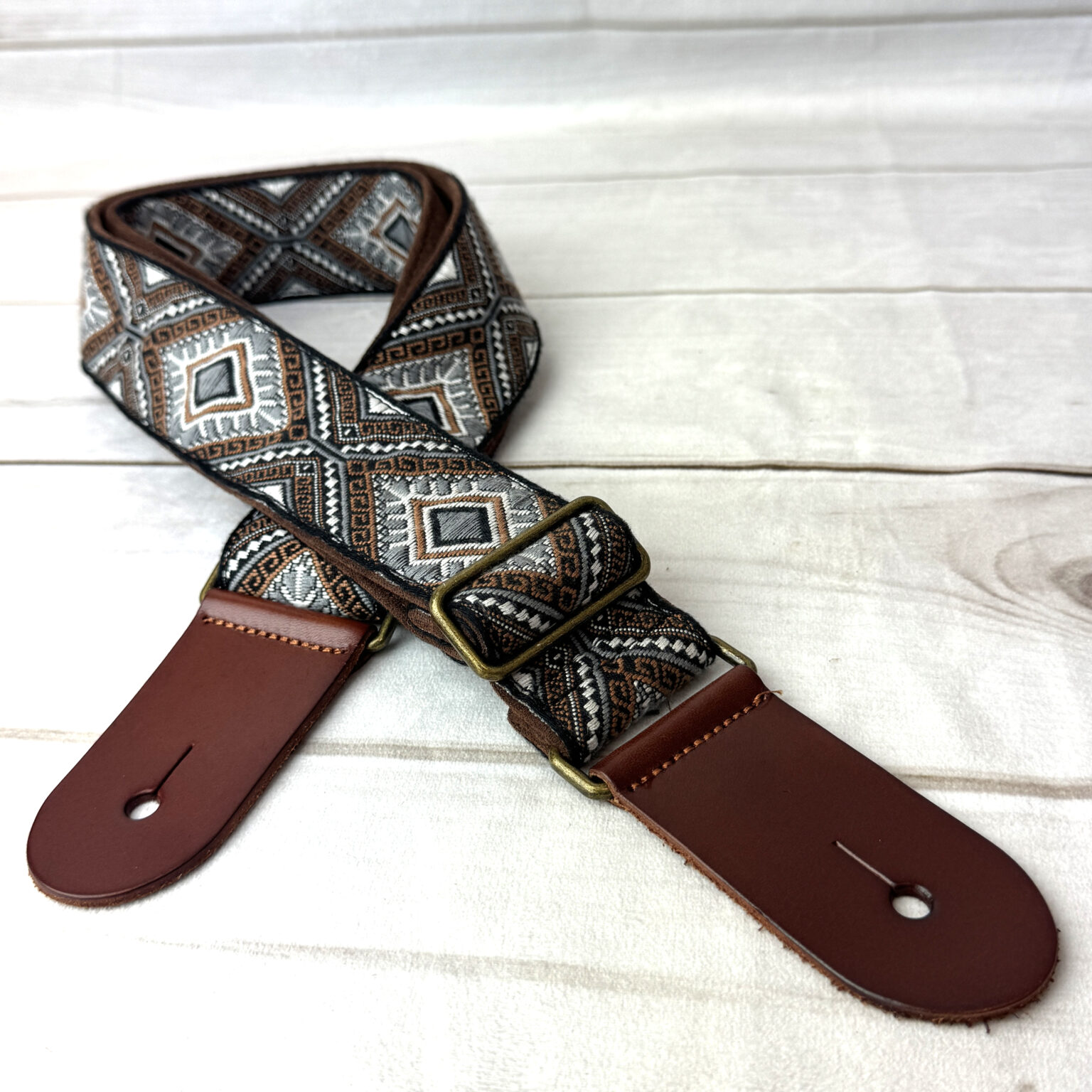 OOAK-3354 Brown And Silver Navajo Design Plush Back Premium Woven Strap ...