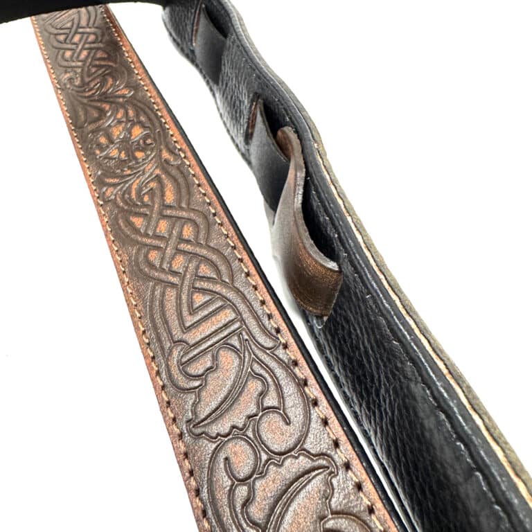 M-20-BRN Bourbon Brown Leather Premium Padded Mandolin Strap With ...