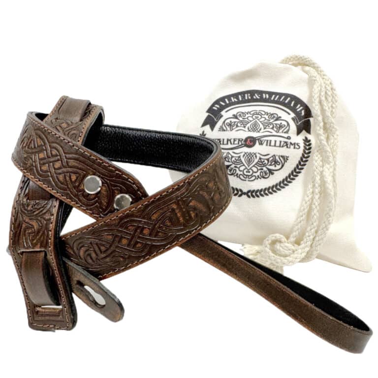 M-20-BRN Bourbon Brown Leather Premium Padded Mandolin Strap With ...