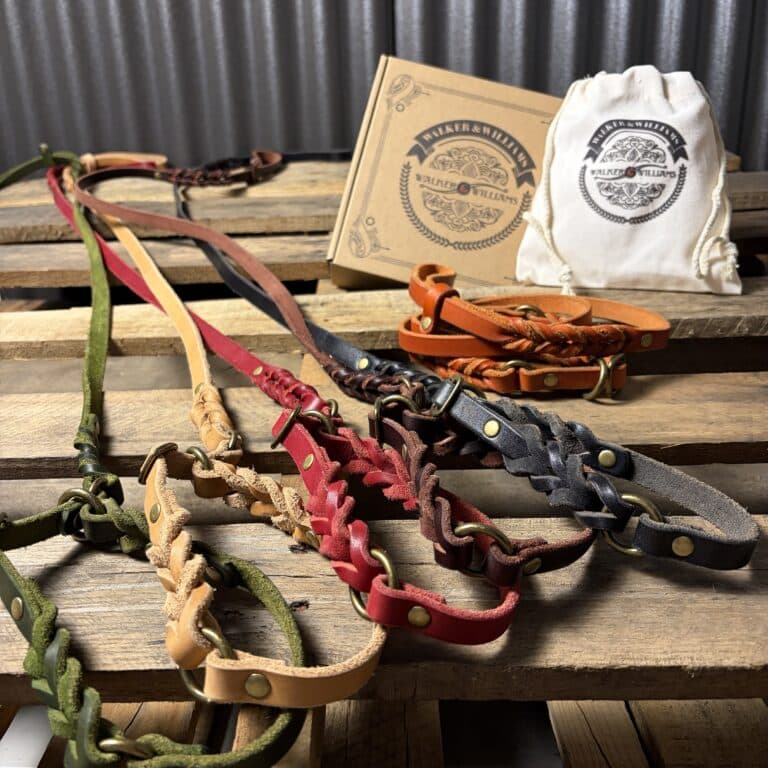 Ol' Henry LS-110 Braided Leather Leash with Adjustable Slip Lead Collar ...